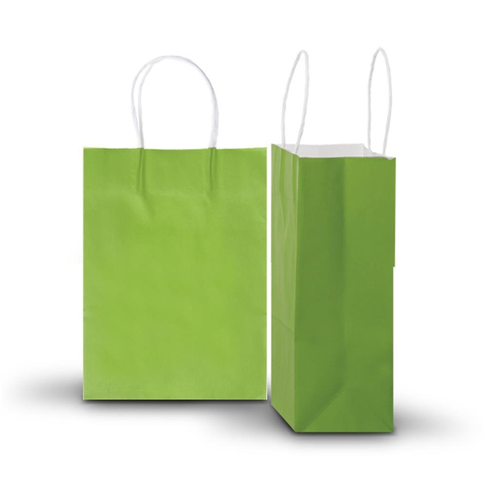 Pack of 10 Large Green Kraft Recyclable Paper Bags 26cm (W) X 35cm (H ...