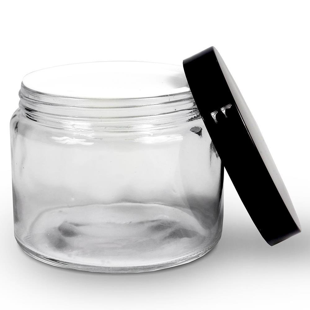 Cancelled - 500ml Clear Round Glass Jar with Black Lid & Caska Seal ...