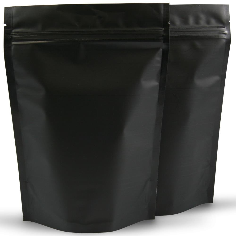 500g Matte Black Stand Up Pouch 100 per Carton - New Directions Australia