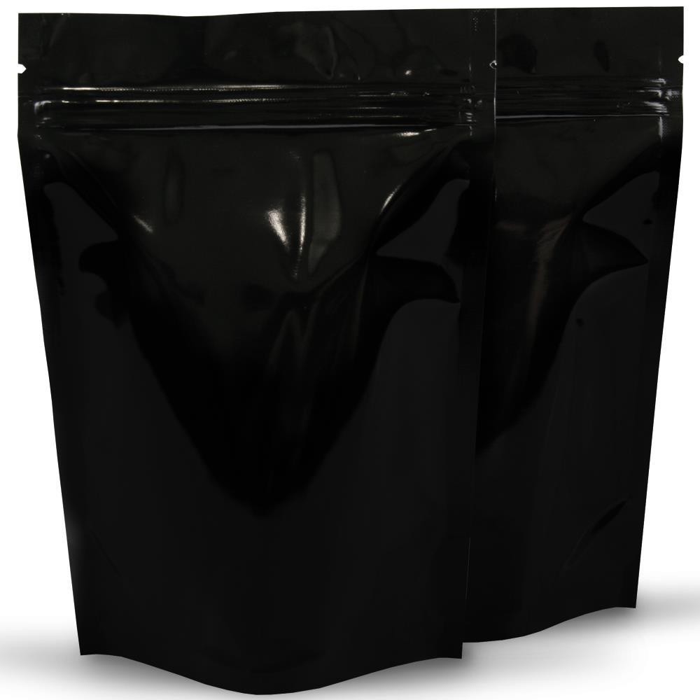 500g Gloss Black Stand Up Pouch 100 per Carton - New Directions Australia