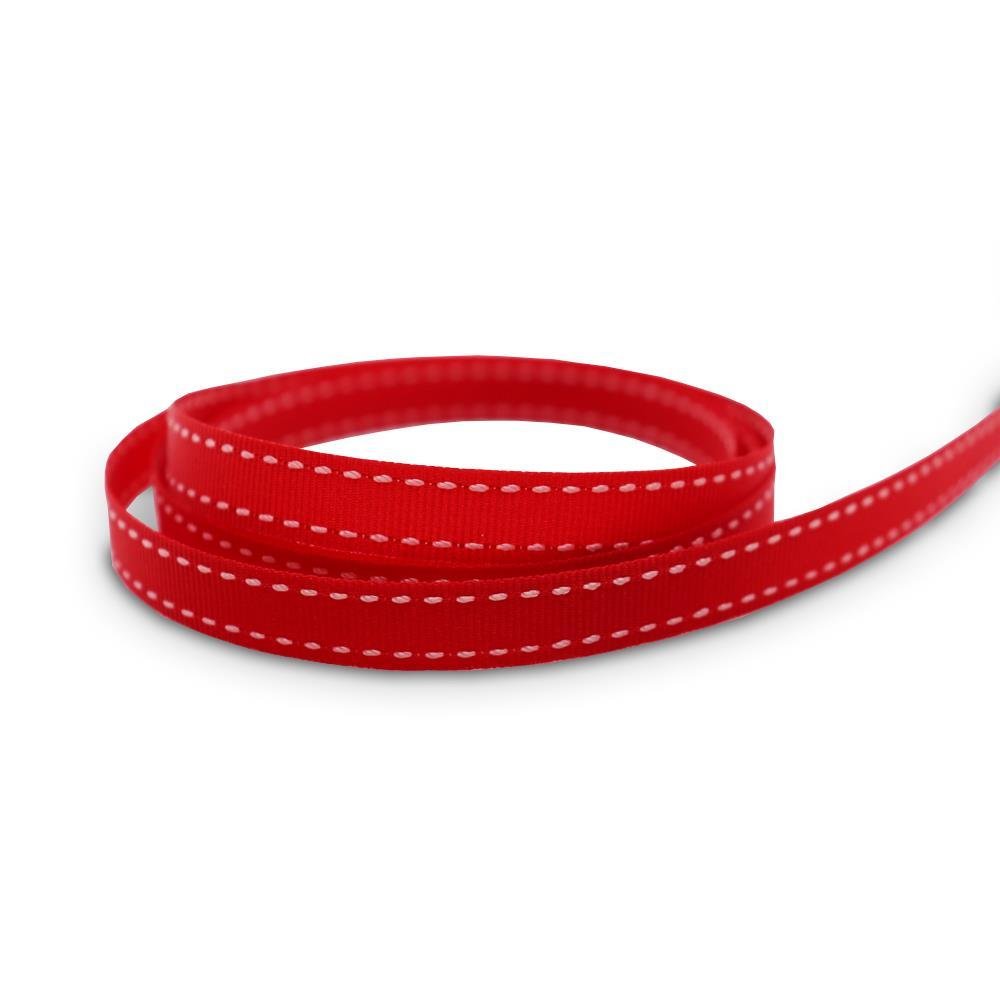 10mm Red + White Saddle Stitch Grosgrain Ribbon - 50M Roll - New ...
