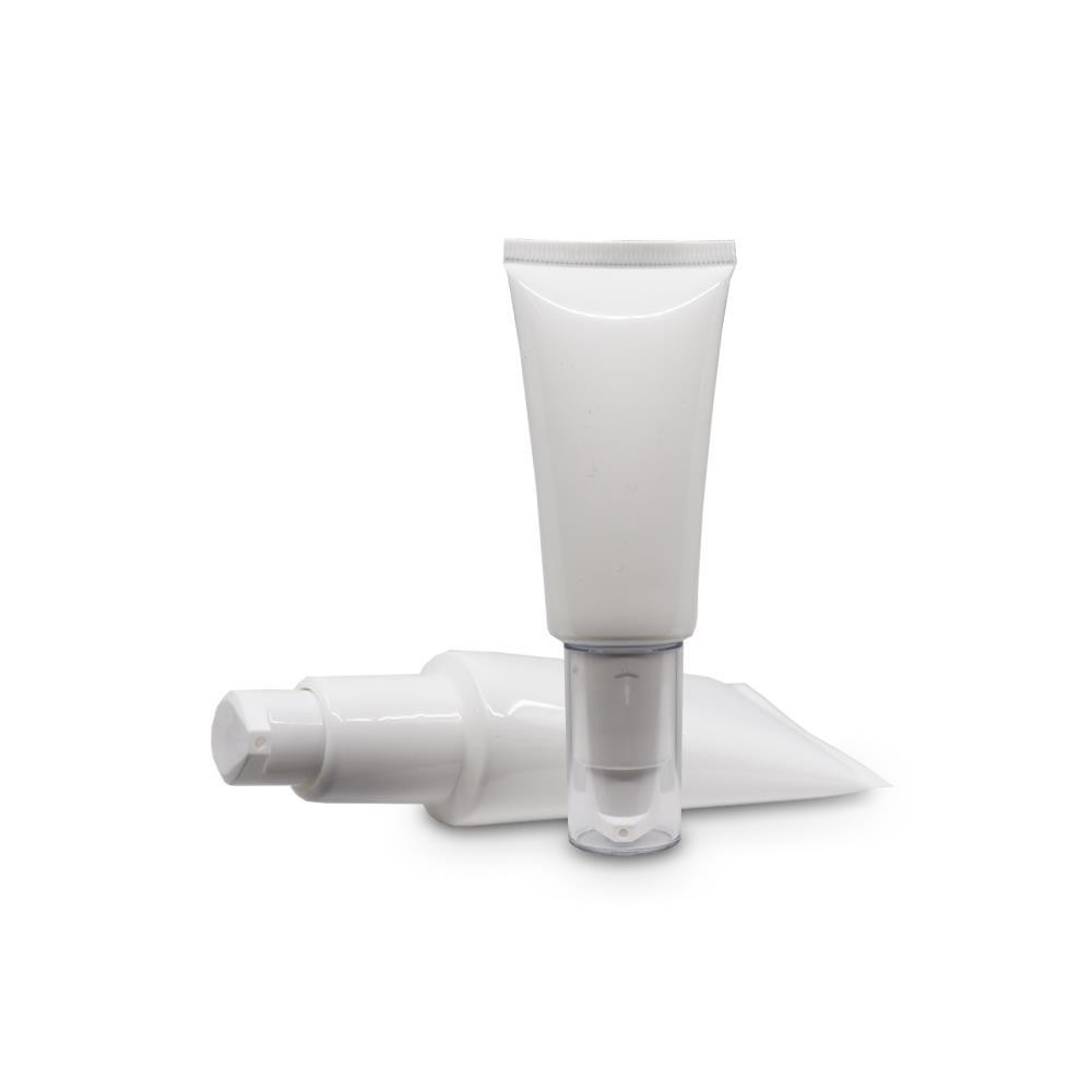 White 30ml Pre-sealed Airless Tube with White Pump + Clear Overcap ...