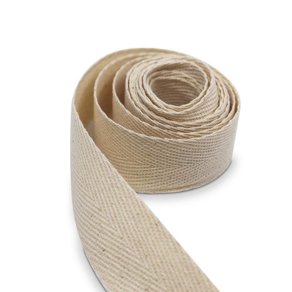 Herringbone Natural Cotton Ribbon - 25mm (W) x 50m Roll - New ...