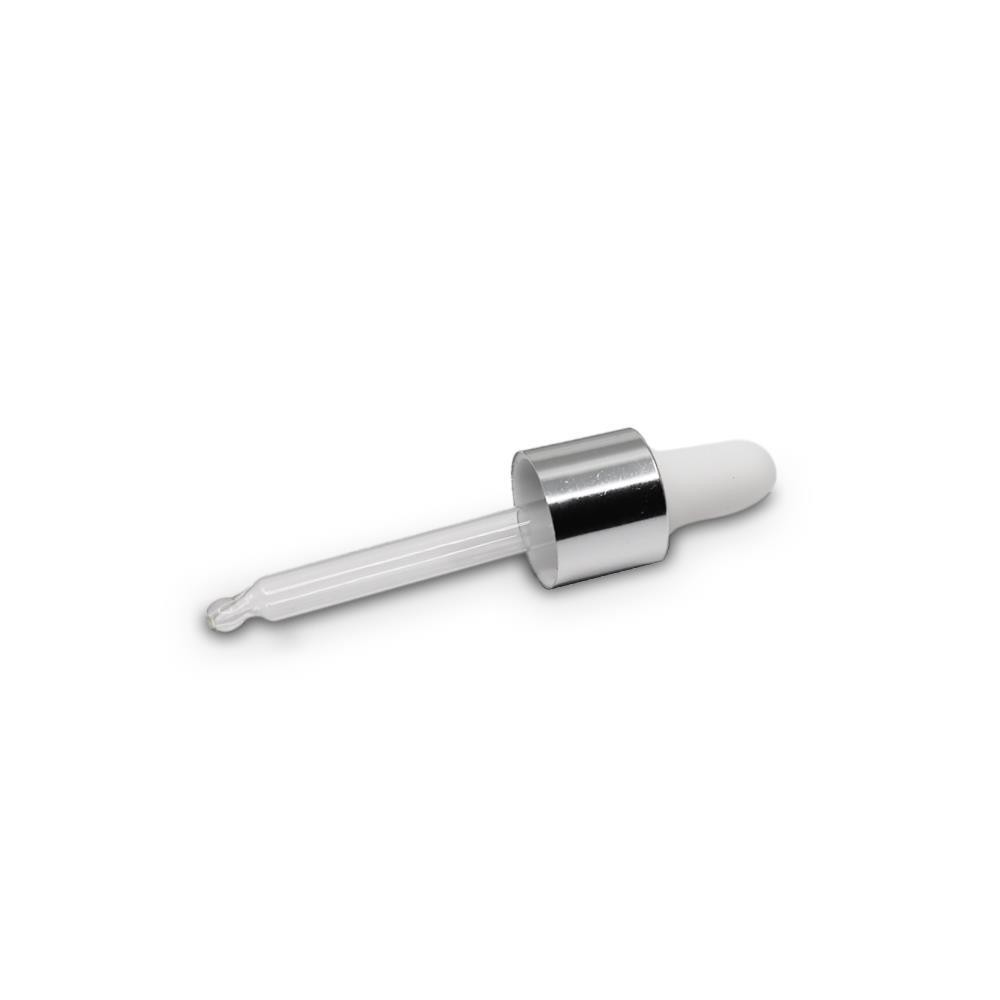 Eye Dropper 18mm (to suit 30ml Rectangular Glass Bottle) Shiny Silver ...